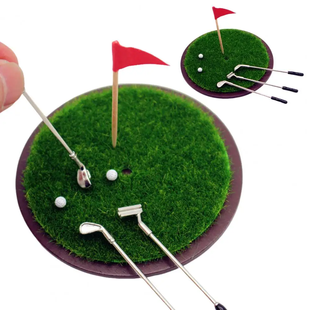 Mini Golf Club Set Miniature Golf Clubs with Flag 1/12 Miniatures Dolls ...