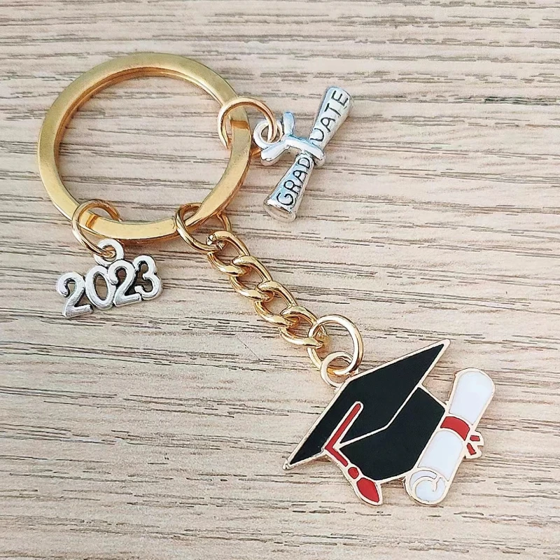 Lovely Enamel Key Chain 2023 School Uniform Graduation Cap Key Chain ...