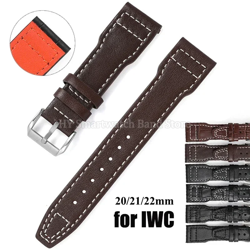 20mm 21mm 22mm Leather Watch Strap for IWC Pilot Wrist Band Replacement ...