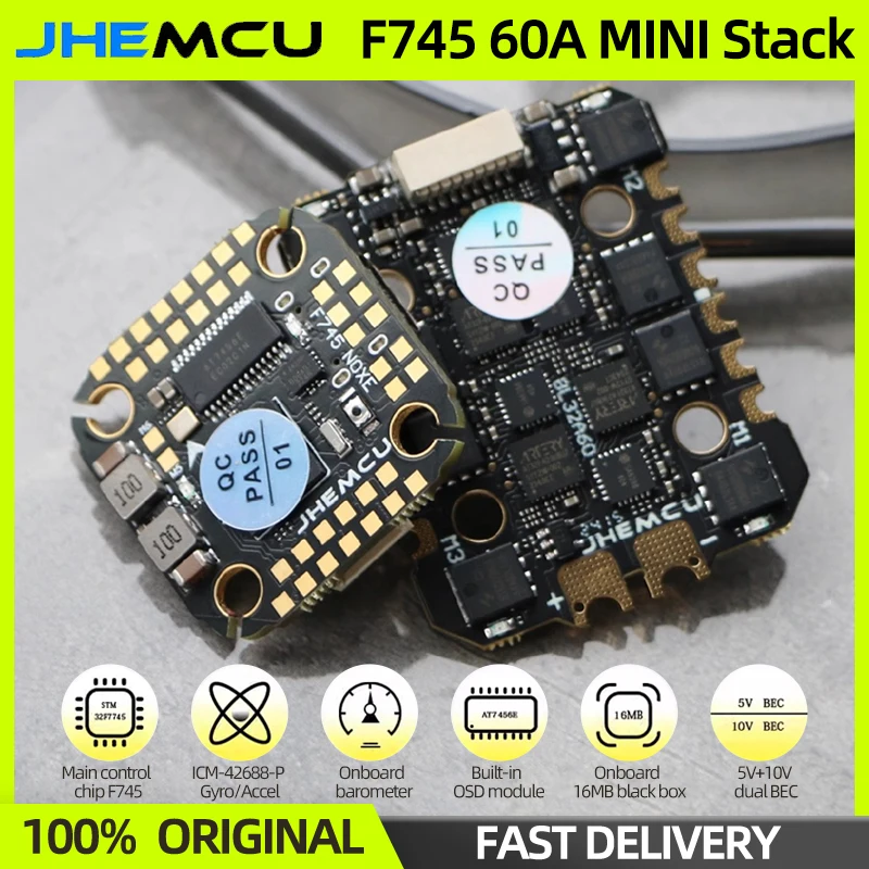 JHEMCU F745 MINI Flight Controller Stack 60A 4in1 ESC 3-6S LiPo F745 ...