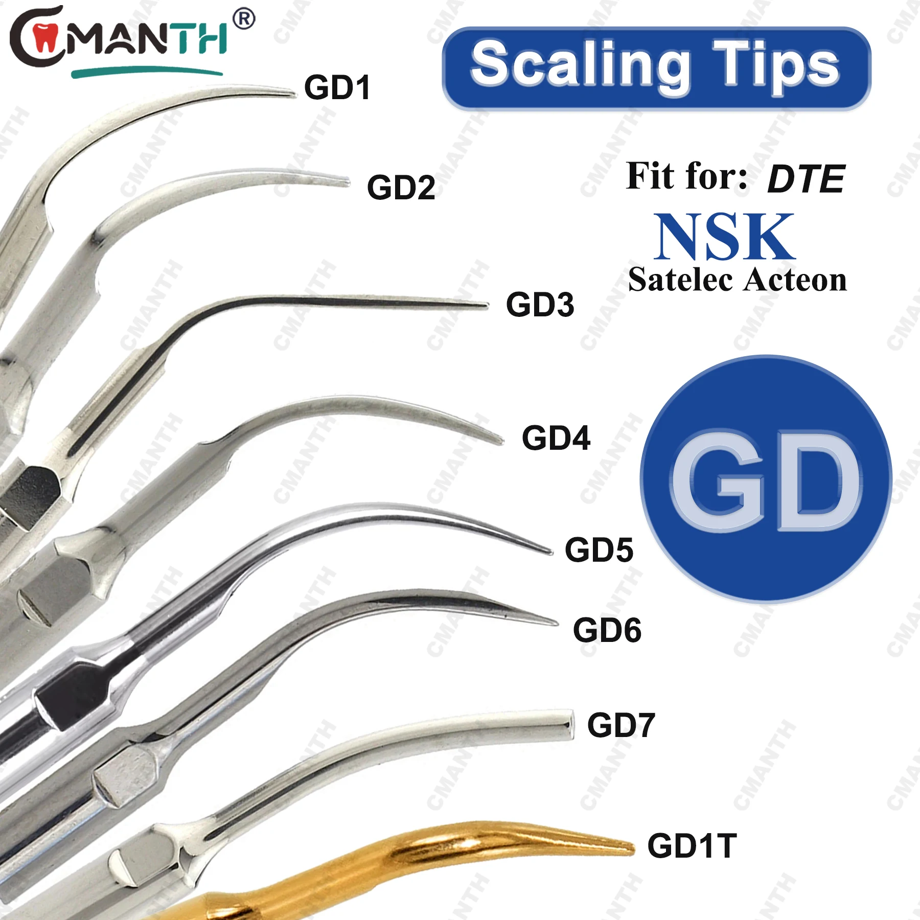 Dental Scaler Tips Ultrasonic GD Series Scaling Tips Fit For DTE NSK ...