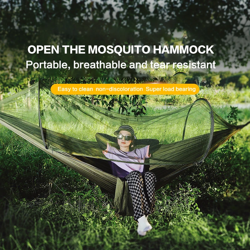 Automatic-Quick-open-mosquito-net-hammock-outdoor-camping-nylon-hammock ...