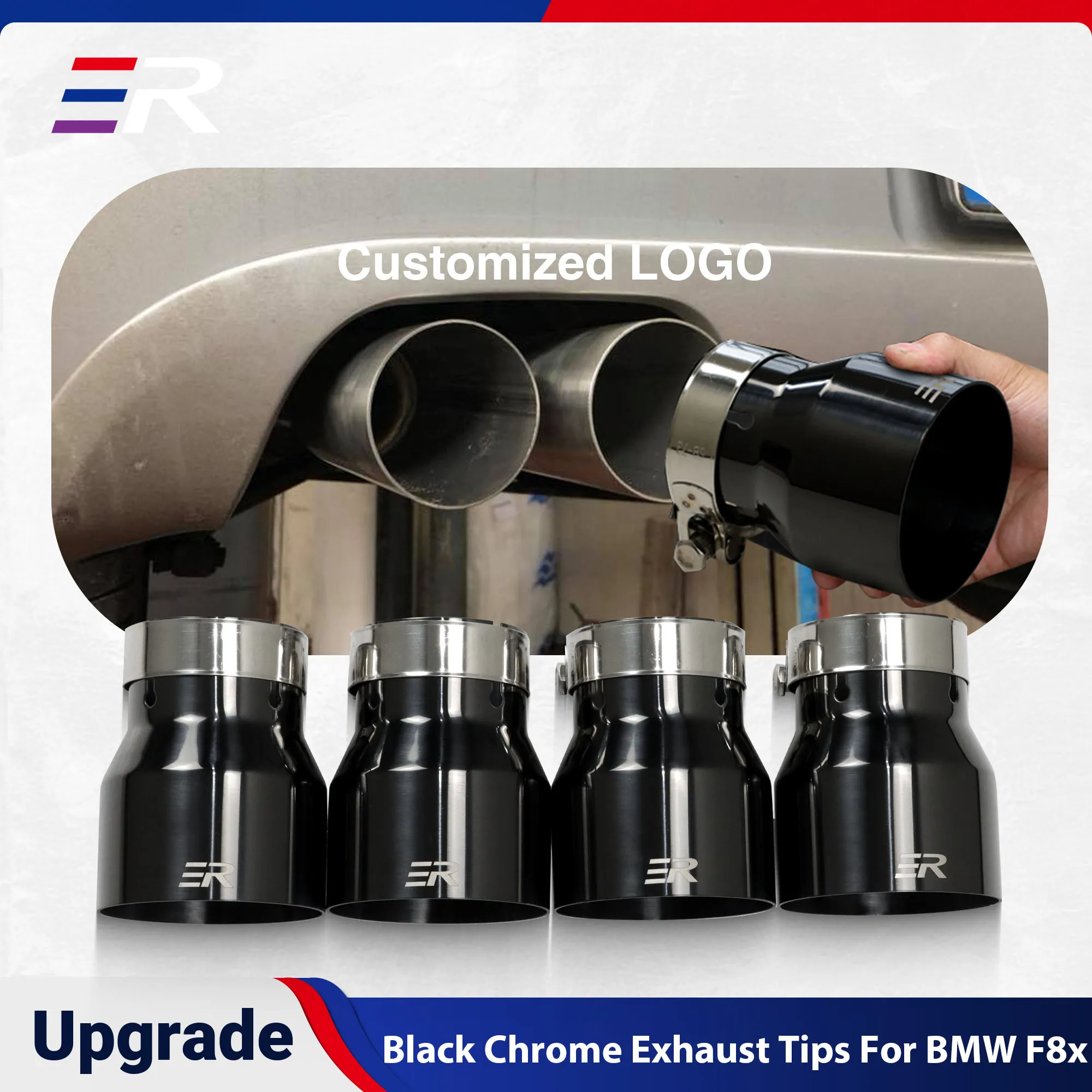 ER Exhaust Racing Black Chrome Exhaust tips for BMW F87 M2 F80 M3 F82 ...