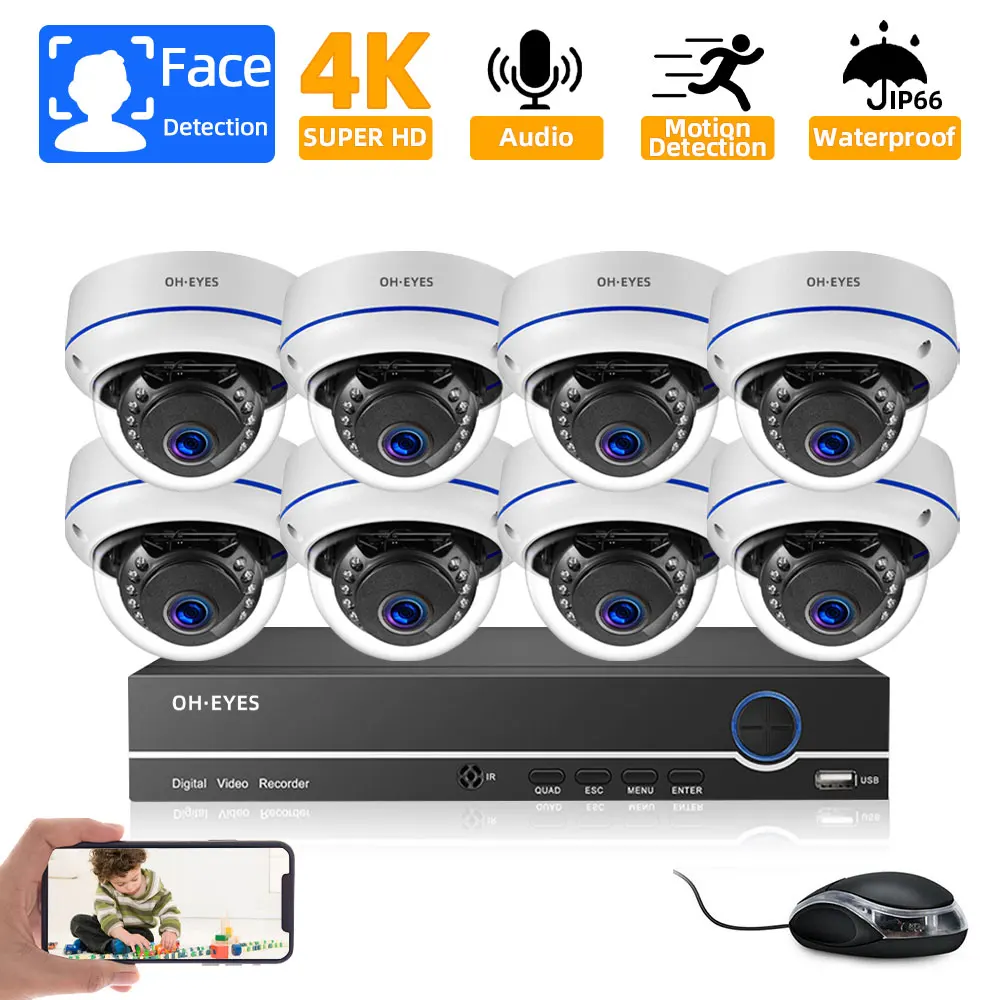8CH-8MP-POE-NVR-Set-Security-Explosion-Proof-Dome-Camera-System-Audio ...