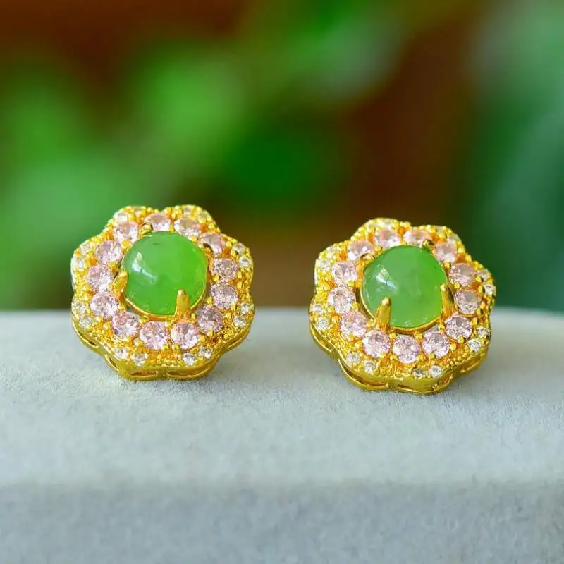 Green-Jade-Earring-Women-Fine-Jewelry-Genuine-Natural-Gemstone-Hetian ...