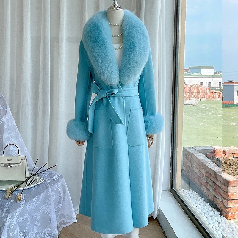 ZDFURS*Double-Sided Cashmere Woolen Coat Women's Winter Double-Faced ...