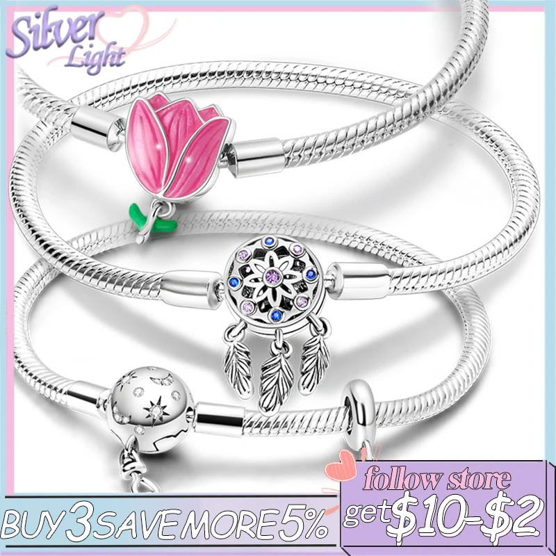 Pulsera-de-mujer-Original-925-Sterling-Silver-Dream-Catcher-Snakebone ...