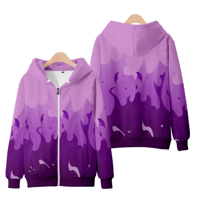 Aphmau Merch Hoodie Zipper Flame Purple And Red 3D Print Jacket Coat ...