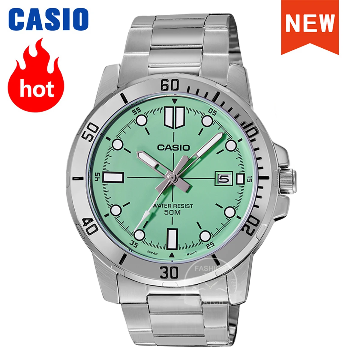 שעון עסקי Casio עם רצועת פלדה, מסך גדול בעיצוב מודרני לעסקים וללבוש ...