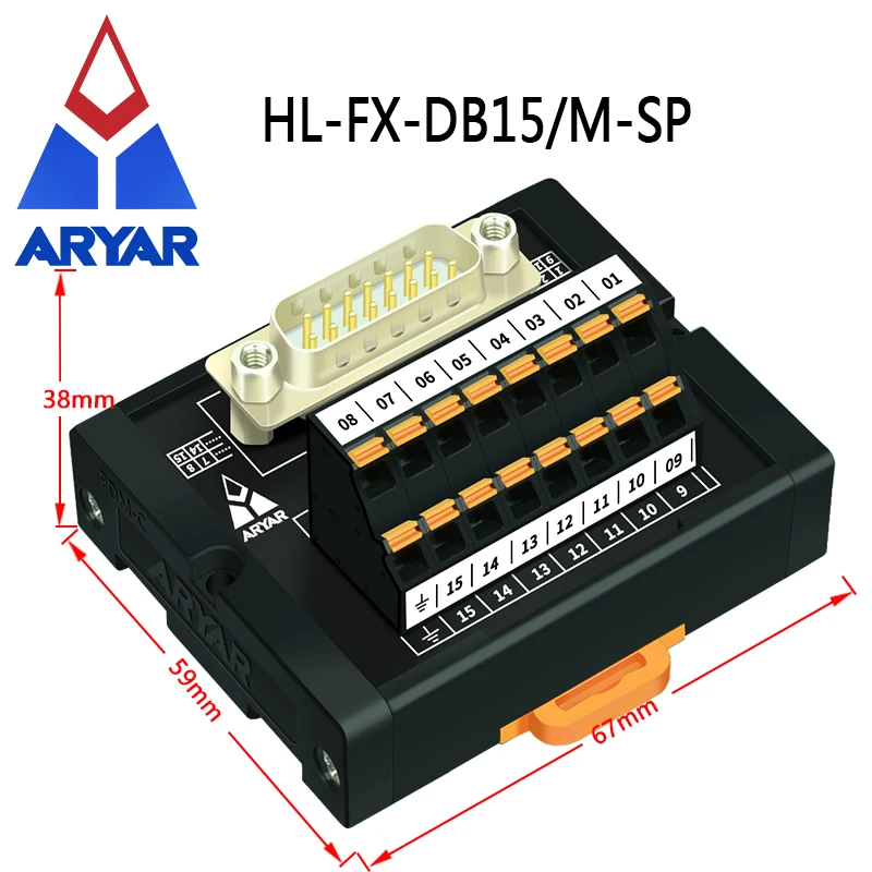 DB15-Spring-Terminal-Block-Splitter-DB15-D-Sub-DIN-Rail-Mount-Interface ...