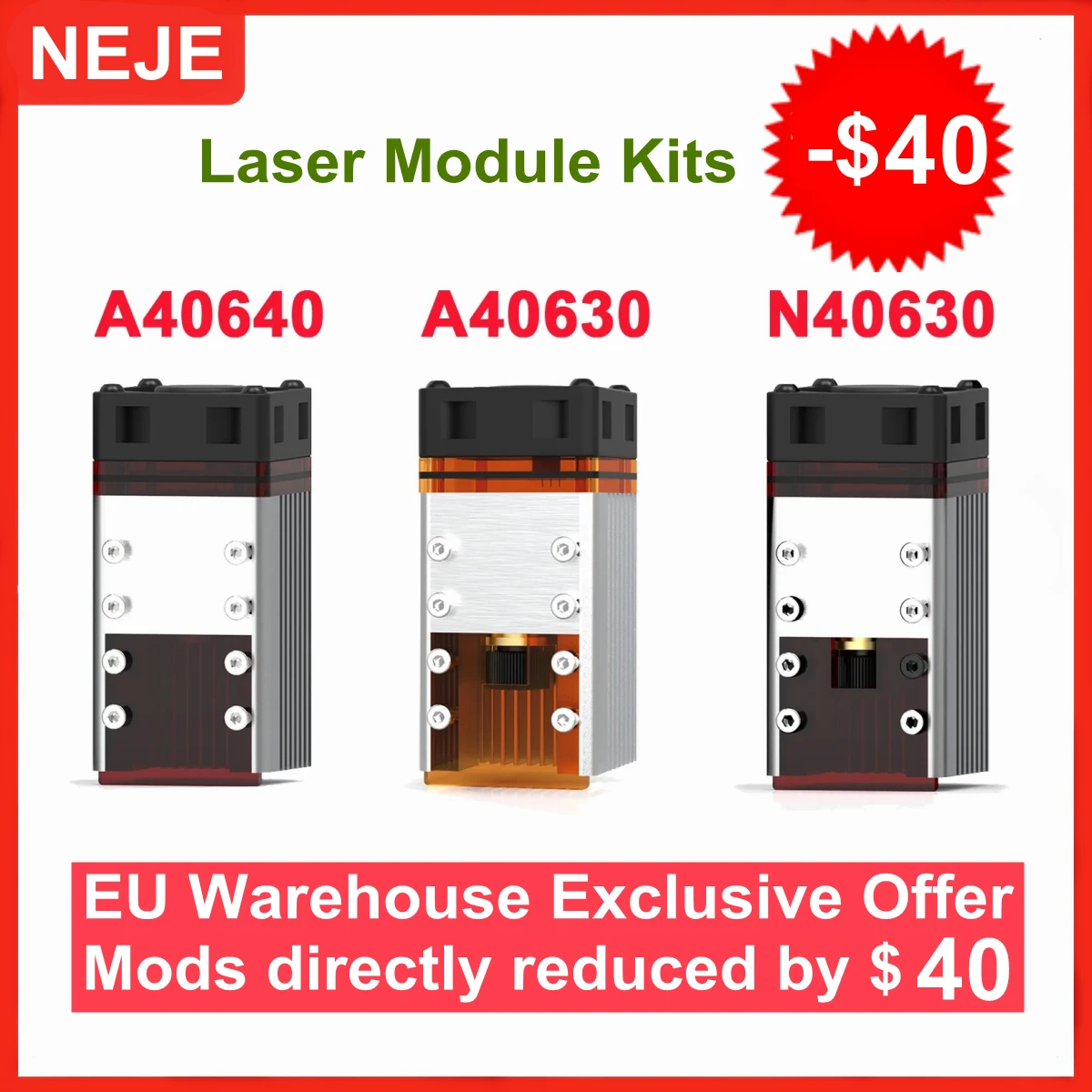 Neje A40640 Laser Module | Diode Laser Module 80w | 80w Double Diode ...