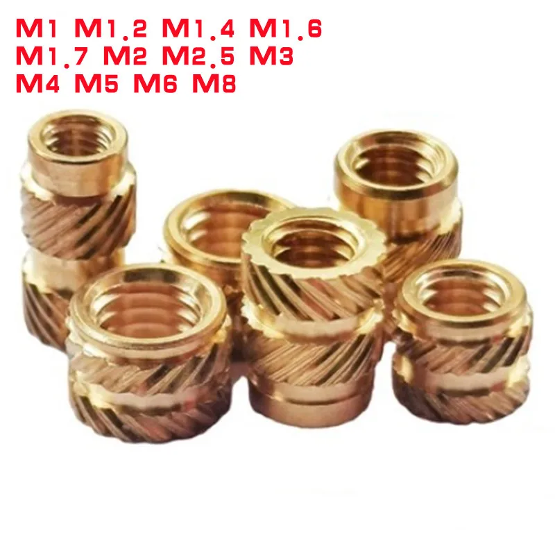 Brass Insert Nut M1 M1.4 M1.6 M1.7 M2 M2.5 M3 M4 M5 M6 M8 Hot Melt Knurled Thread Heat Injection ...