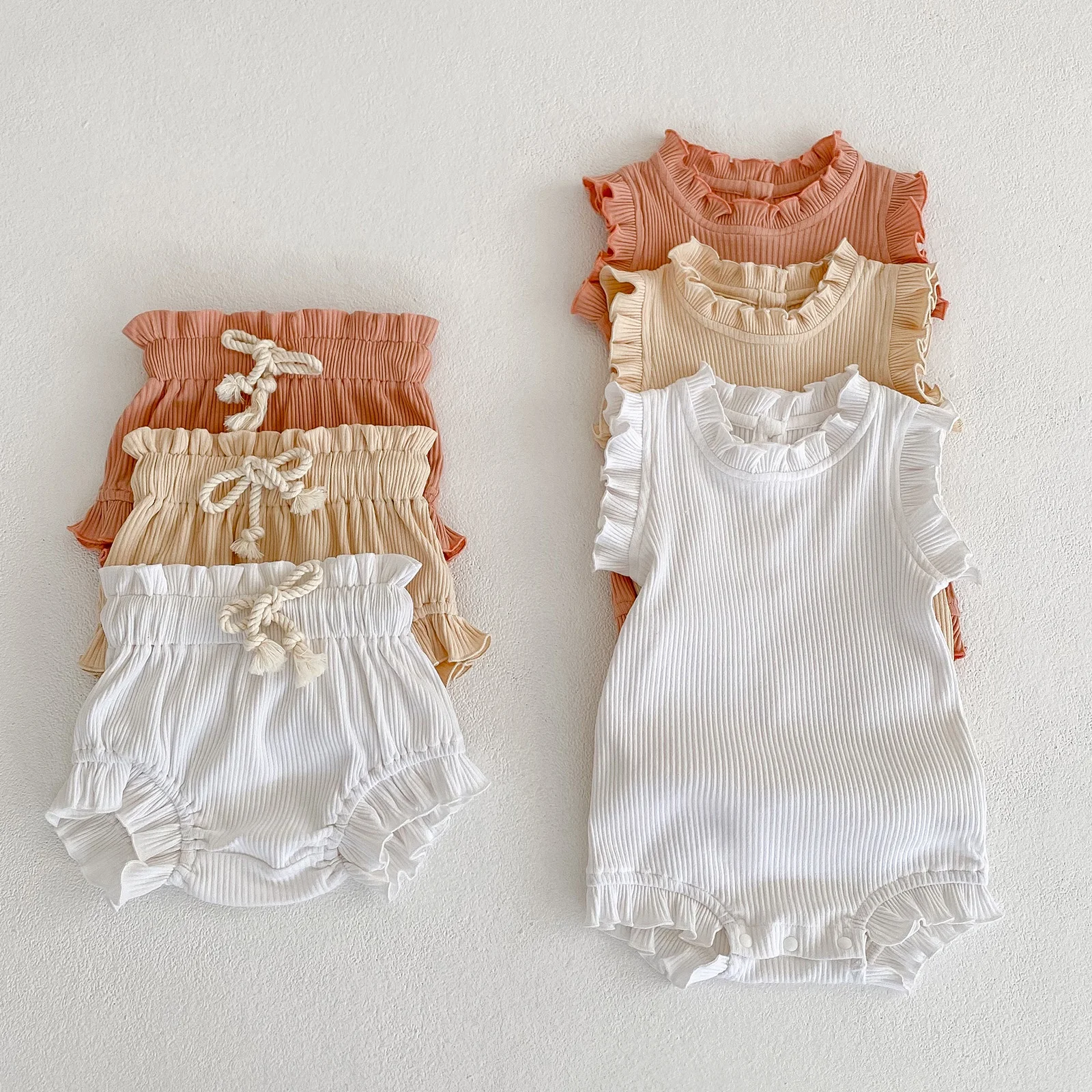 Summer-Baby-Girls-Clothes-Set-Infant-Ruffle-Bodysuit-Top-PP-Shorts ...