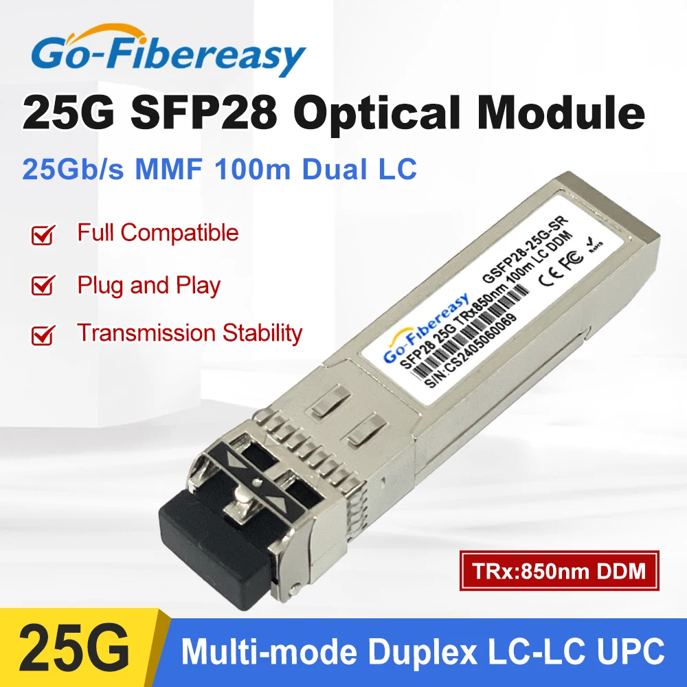 25Gb SR SFP28 Optical Module Multi-mode 25GBASE-SR 850nm 100m Dual LC ...