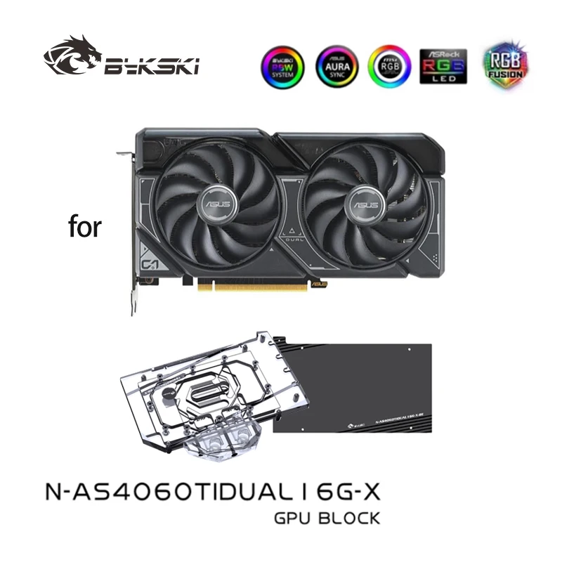 Bykski GPU Water Block Use for ASUS Dual GeForce RTX 4060Ti OC 16GB ...