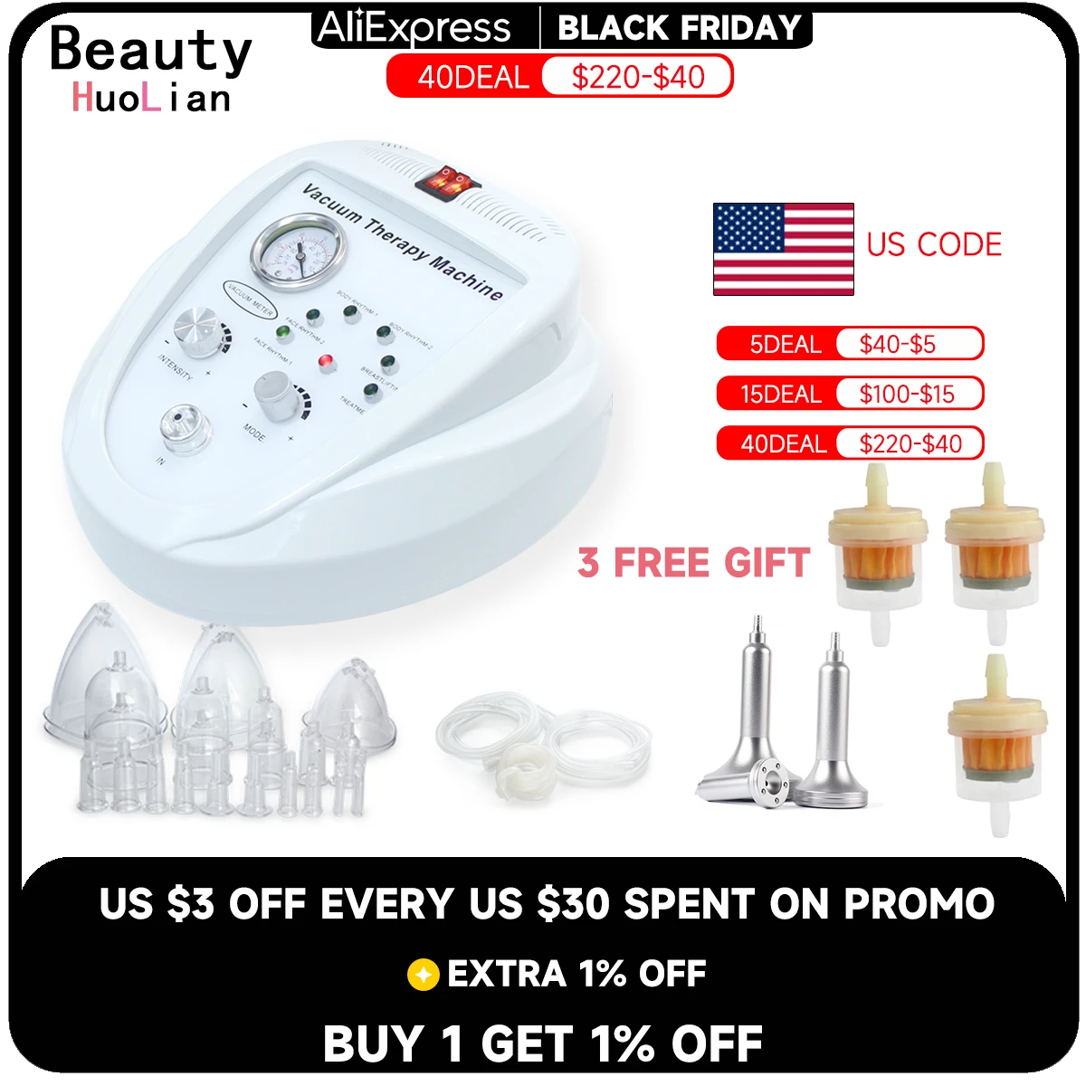 Breast Massager Enlargement Vacuum Pump Therapy Machine For Slimming ...