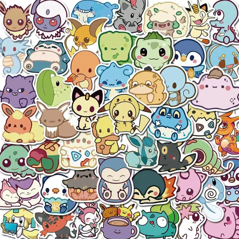 50pcs-Q-Pokemon-Sticker-Pack-Cute-Anime-Stickers-Pet-Elf-Stickers-Cute ...