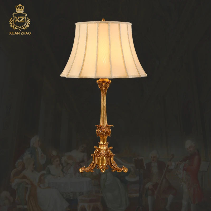 Full-Copper-Table-Lamp-French-Luxury-Atmosphere-Fabric-Living-Room ...