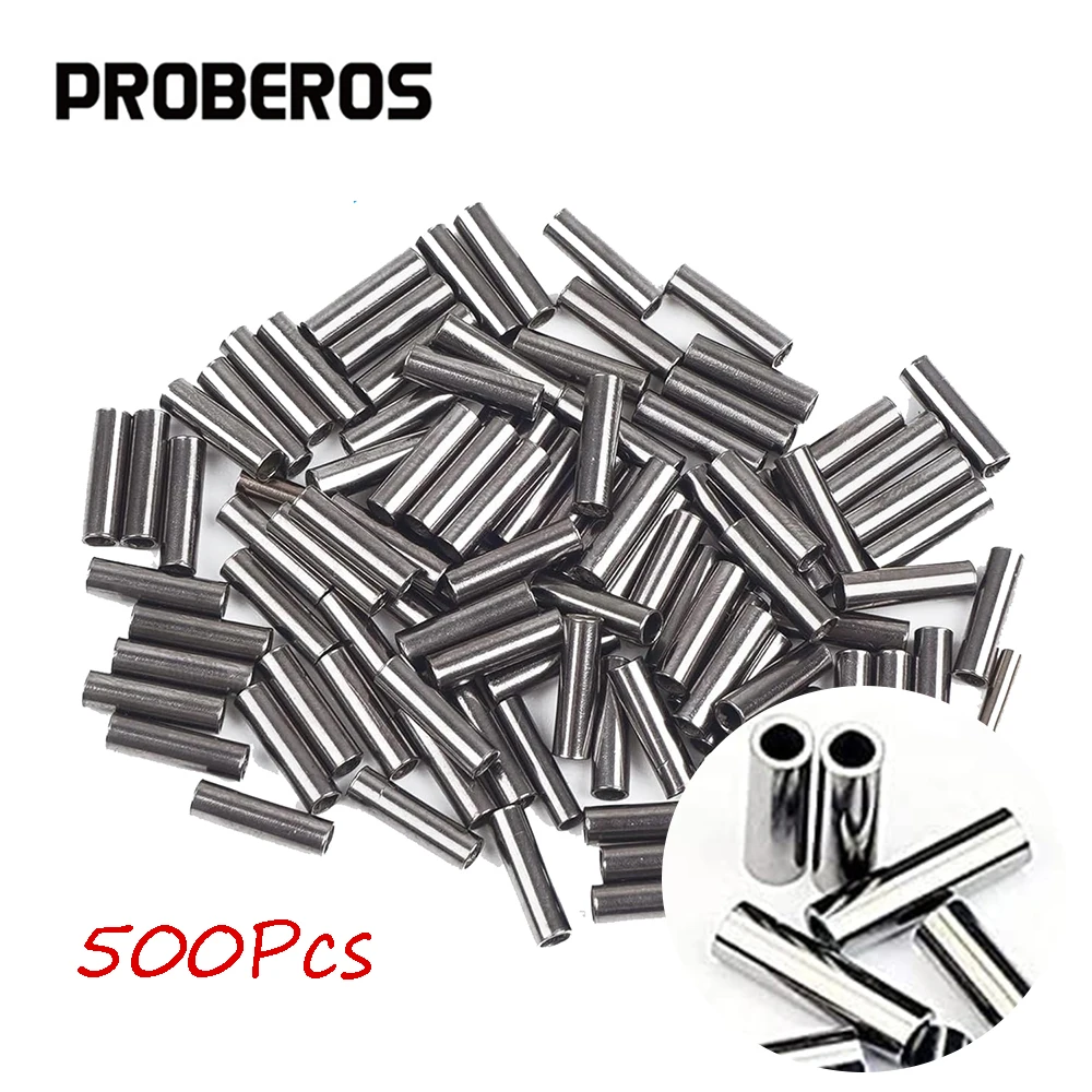 500Pcs Fishing Single Barrel Crimping Sleeves Fishing Line Wire Leader ...