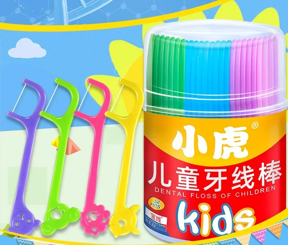 52pcs-box-High-thin-Floss-Stick-Children-s-Cartoon-Plastic-Toothpicks ...