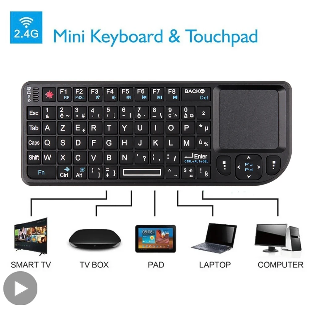 Backlit-Mini-Wireless-Keyboard-French-Azerty-In-Language-With-Touchpad ...