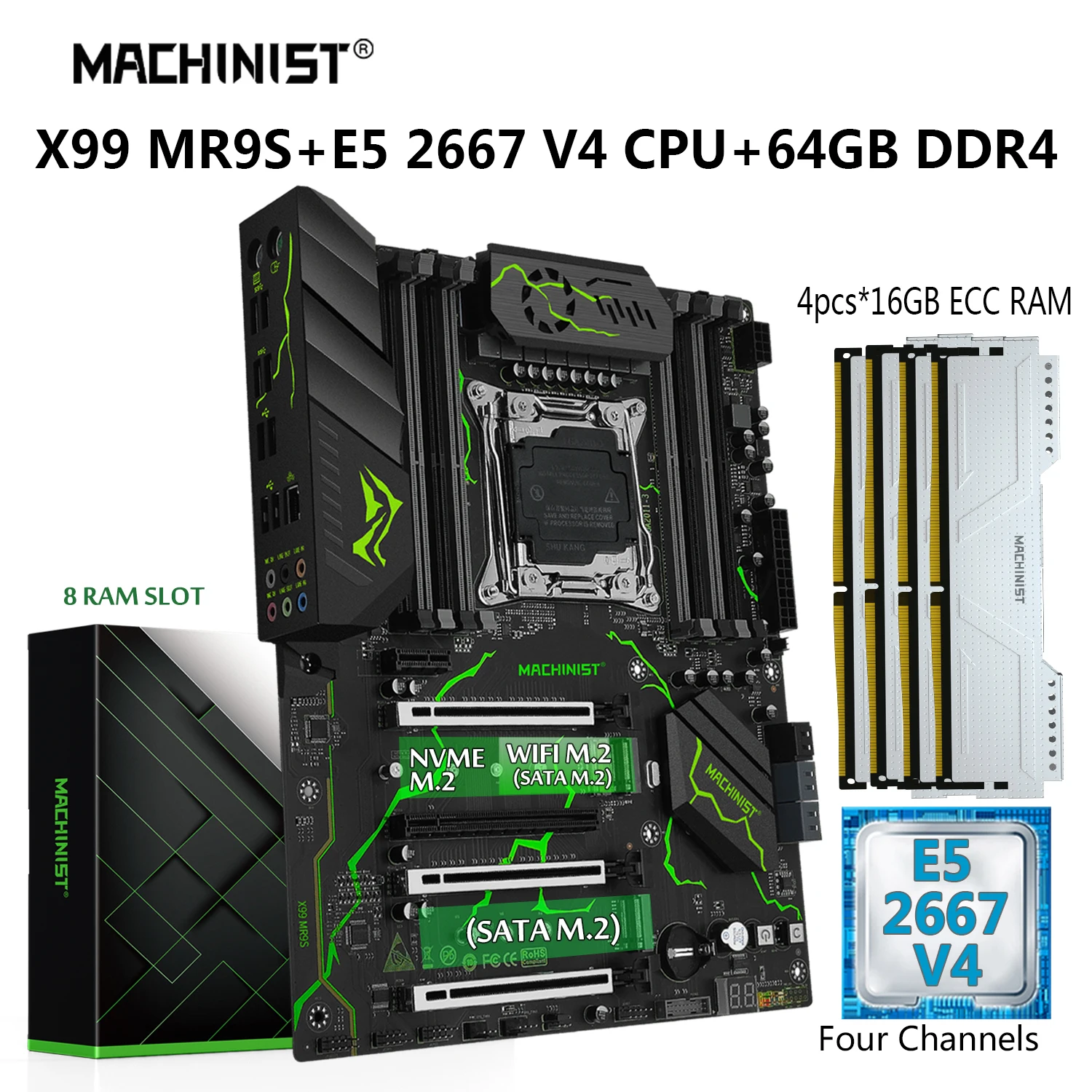 MACHINIST MR9S X99 Motherboard Set E5 2667 V4 Kit Xeon Processor LGA ...