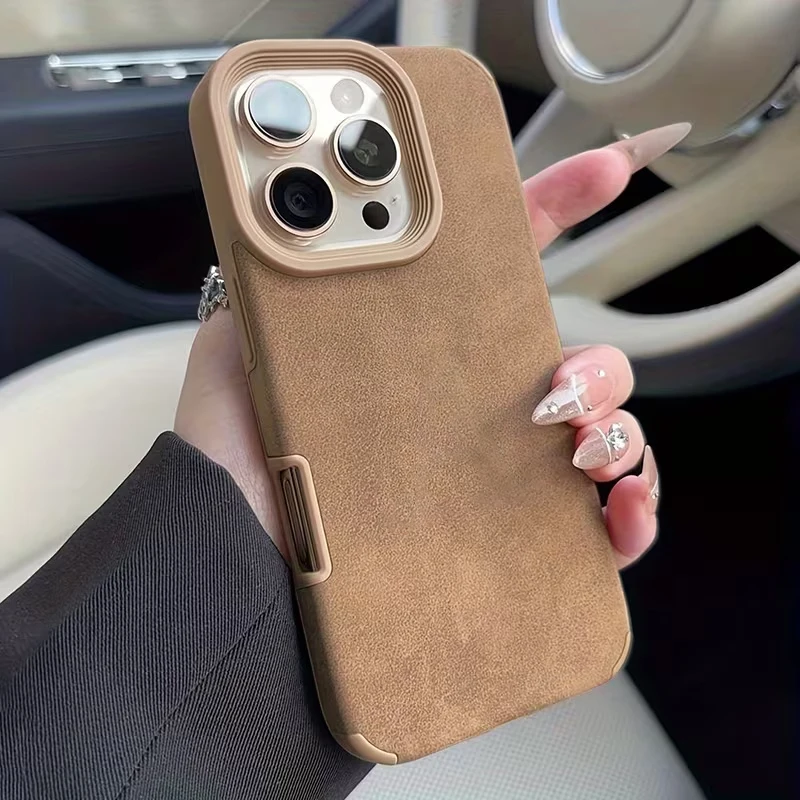 Luxury Executive Fiber Leather Phone Case For iPhone 16 15 14 13 12 17 ...