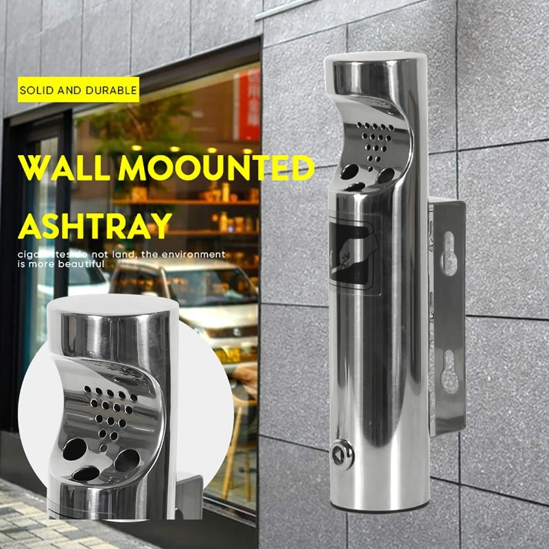 Lockable-Stainless-Steel-Wall-Mounted-Ashtray-Outdoor-Cylinder ...