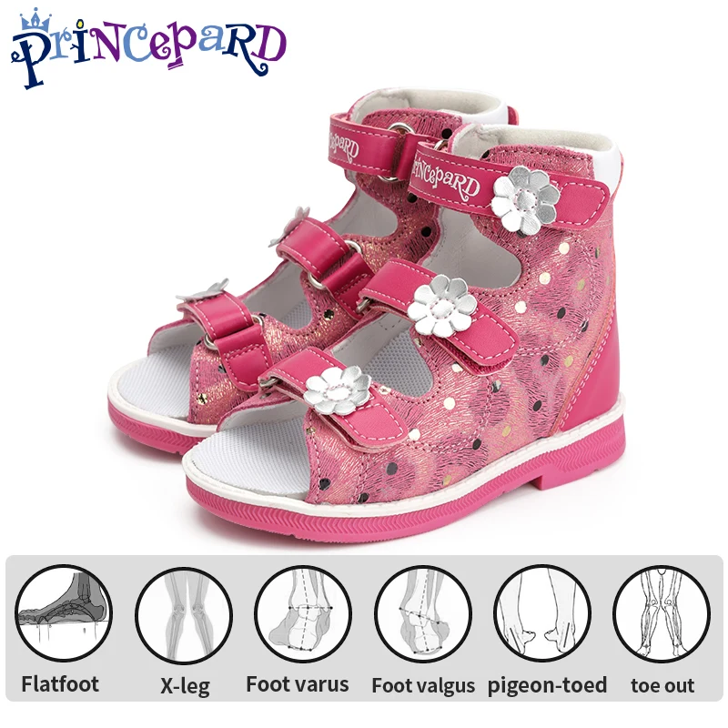 Orthopedic Sandal for Girls Kids Flower Buckle High-Top Brace-Like ...