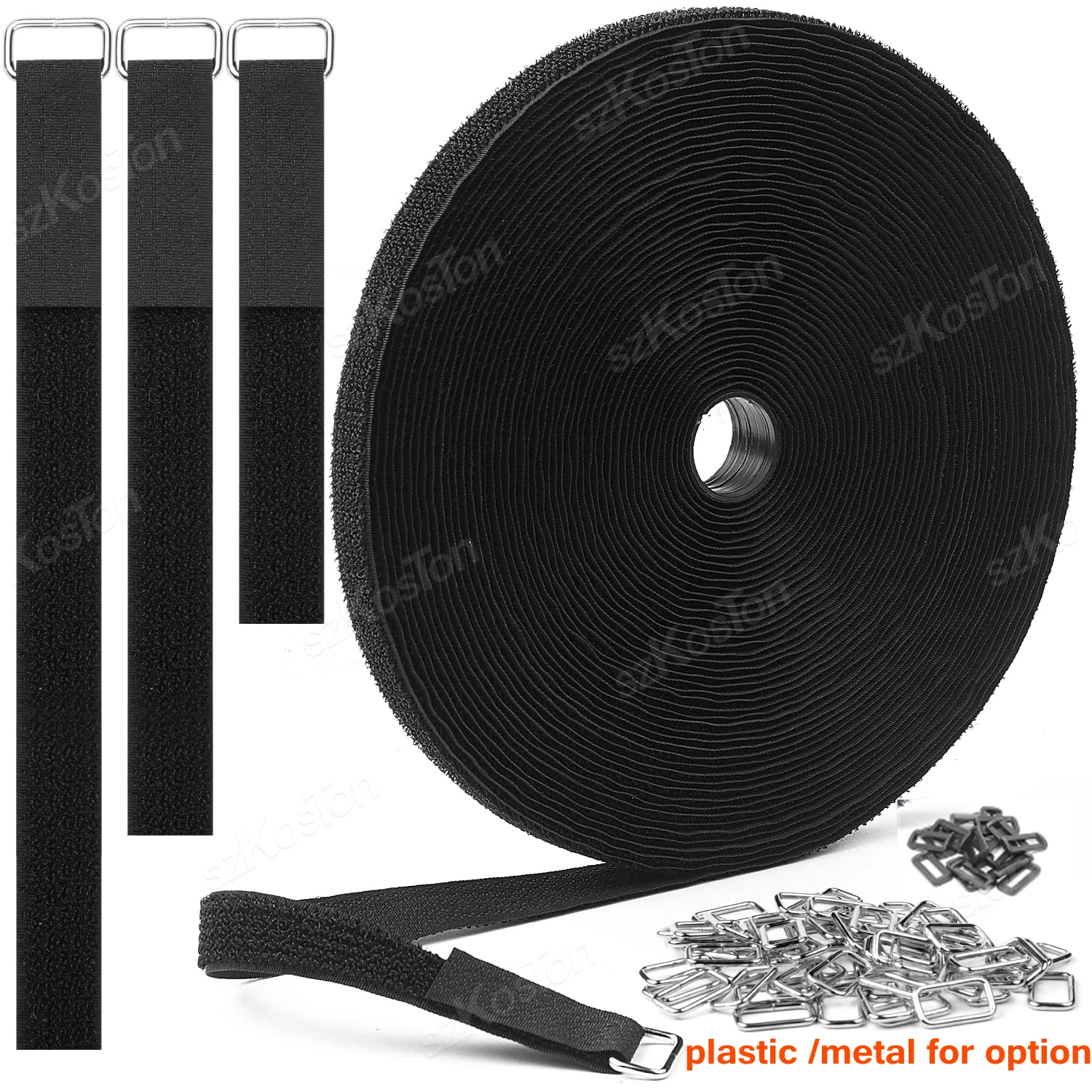 Adjustable 10/5m Cable Straps with 25/50 Buckles Free Cut Black ...