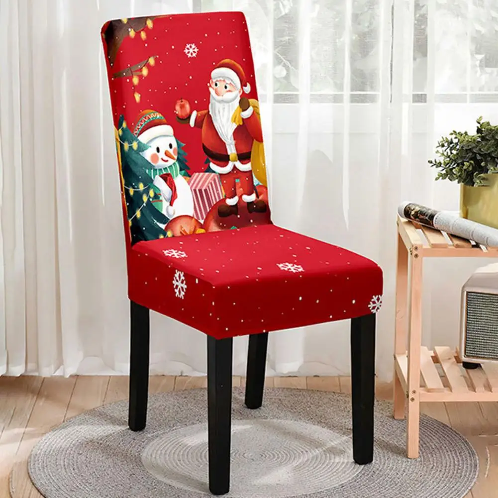 Christmas-Chair-Cover-Cartoon-Santa-Snowman-Print-New-Year-Party ...