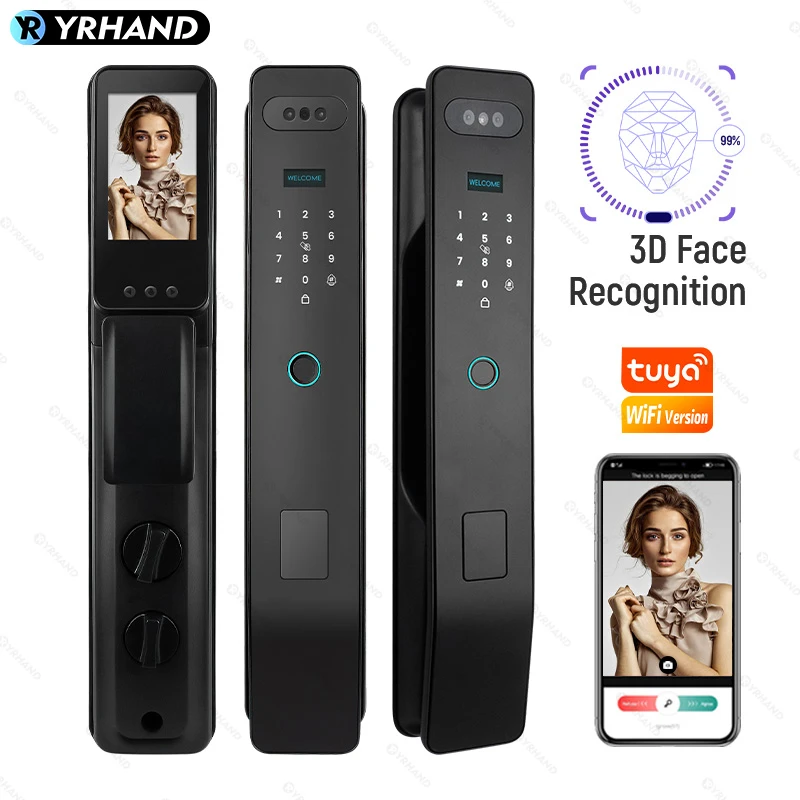 YRHAND-V6-fechadura-eletronico-digital-Tuya-Wifi-3D-Face-Recognition-Camera-Keyless-Smart-Door ...