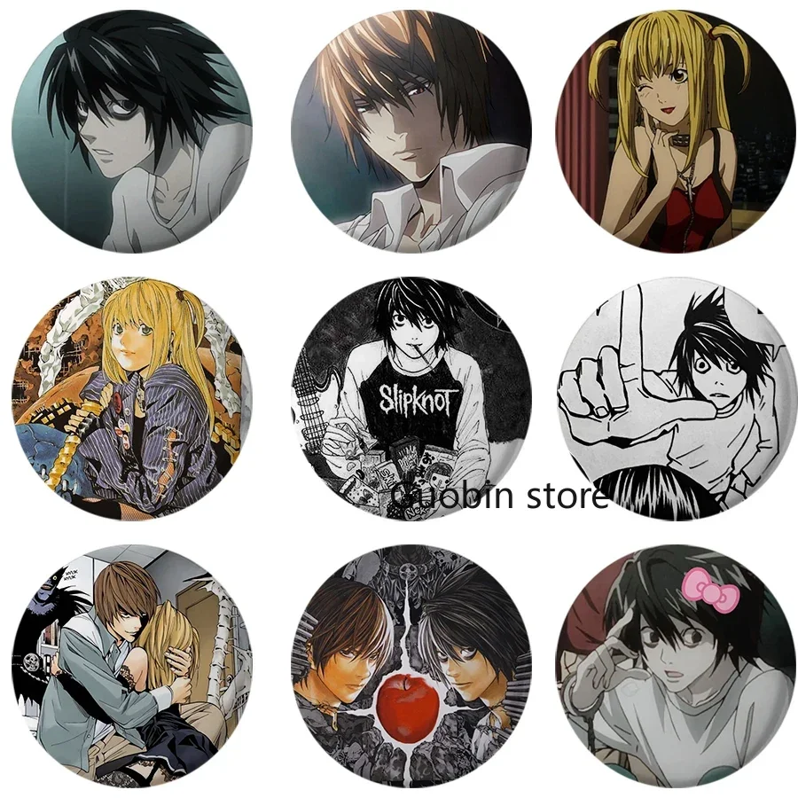 58mm-Anime-Death-Note-Enamel-Pins-Handmade-Round-Brooch-L-Killer-Yagami ...