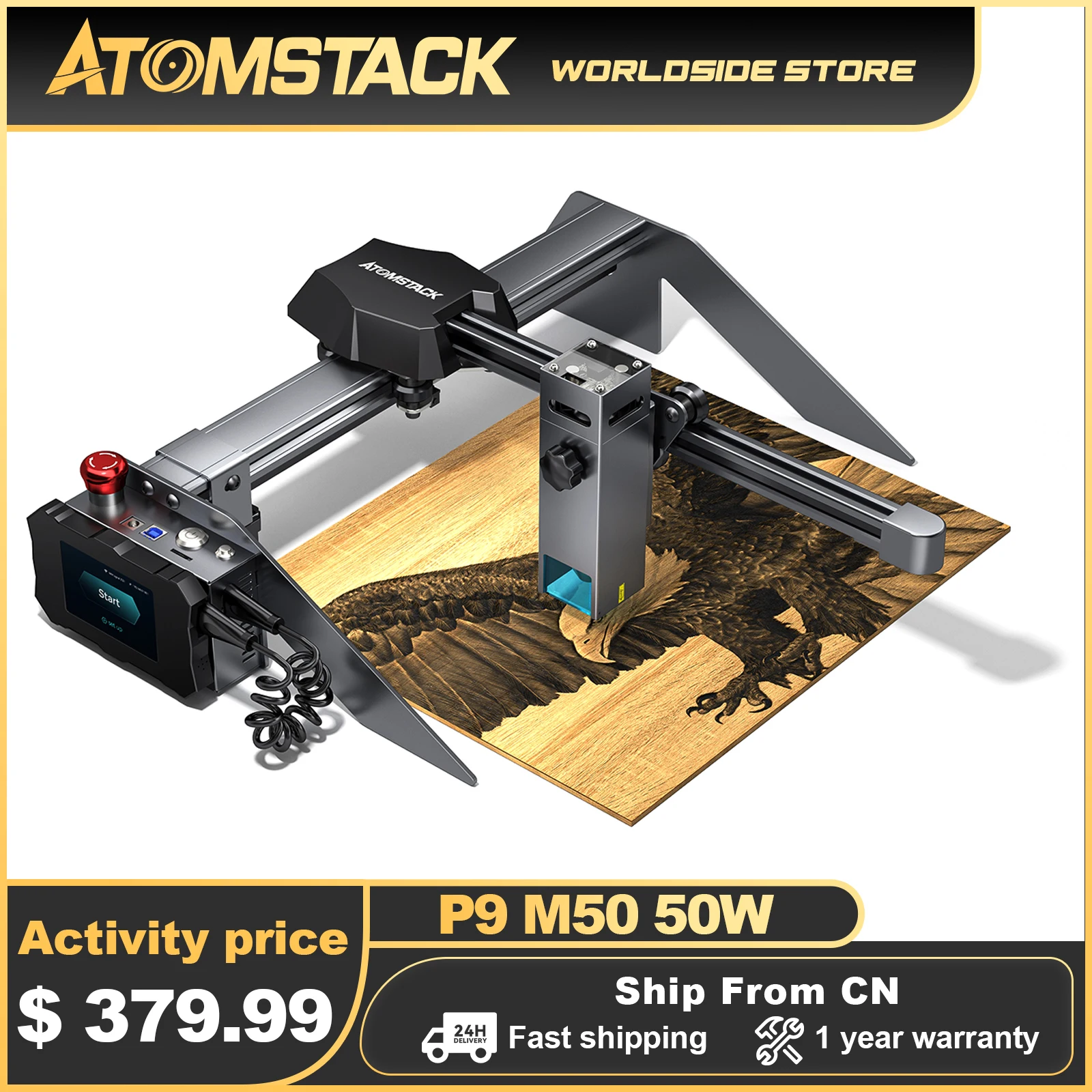 ATOMSTACK P9 M50 Laser Engraver 50W Dual Laser Engraving Aluminum Alloy ...