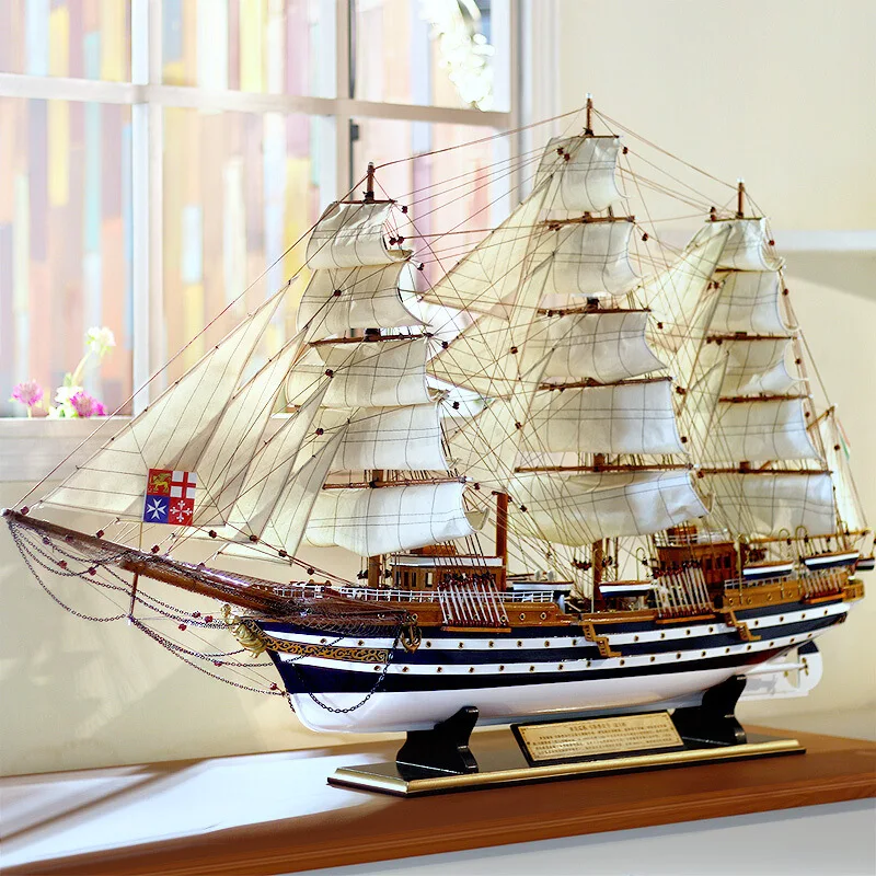 Wooden-Simulation-Sailboat-Model-Decoration-Vespucci-Number-90cm-Large ...