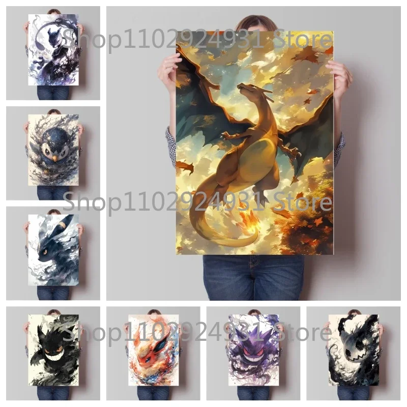 Anime Cartoon Poster Pokemon Pikachu Gengar Charizard Action Figure HD ...