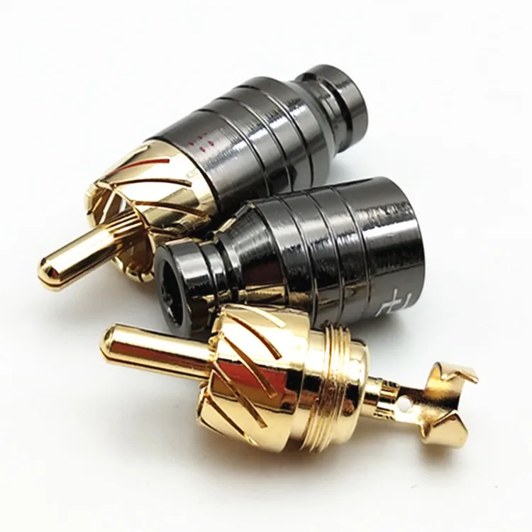 2Pair/4pcs Luxury Soldering RCA Plug Jack Connector Speaker Audio Output/Input Adapter Plug Gold ...