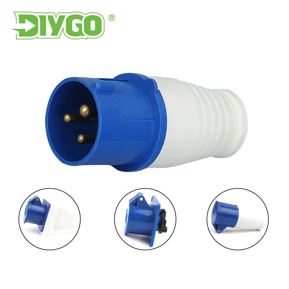 IP44-16A-3Pin-220-240V-Waterproof-Plug-Sockets-Electric-Cable-Connector ...