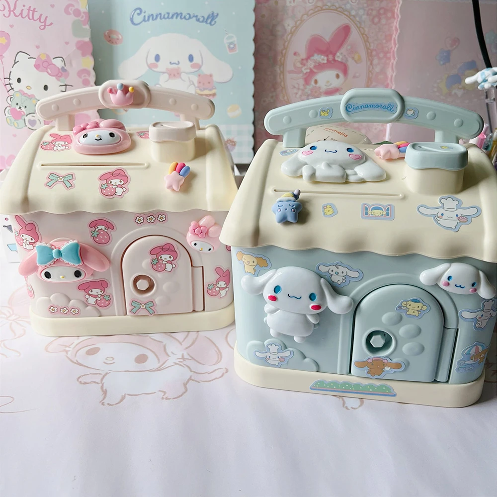 Sanrioed Piggy Bank Cute Anime Cartoon My Melody Cinnamoroll House ...