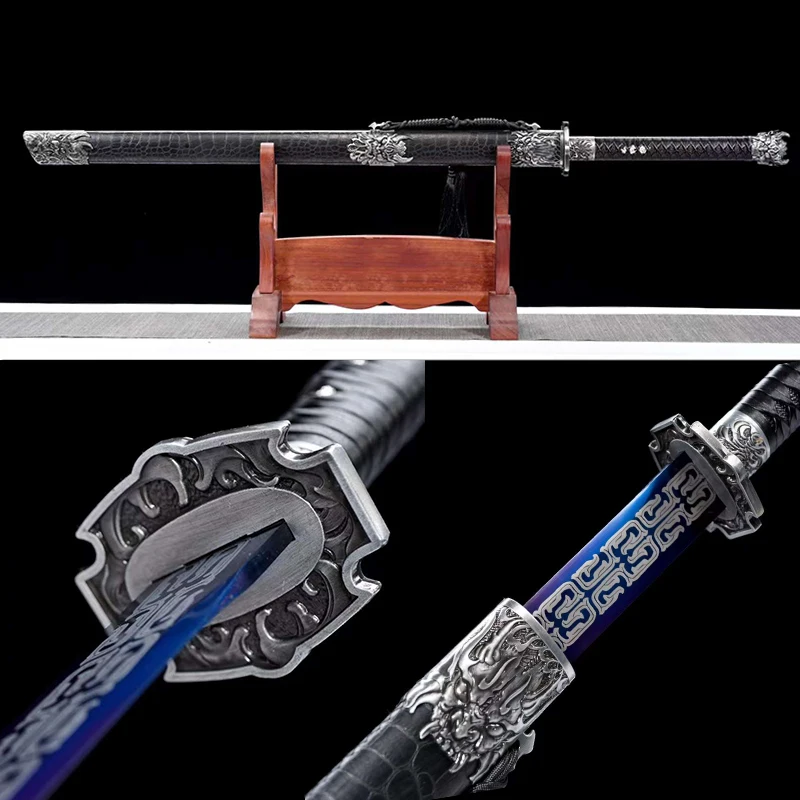 Dragon Sword High Carbon Steel Blade Blue Plated Metal Craft Home ...
