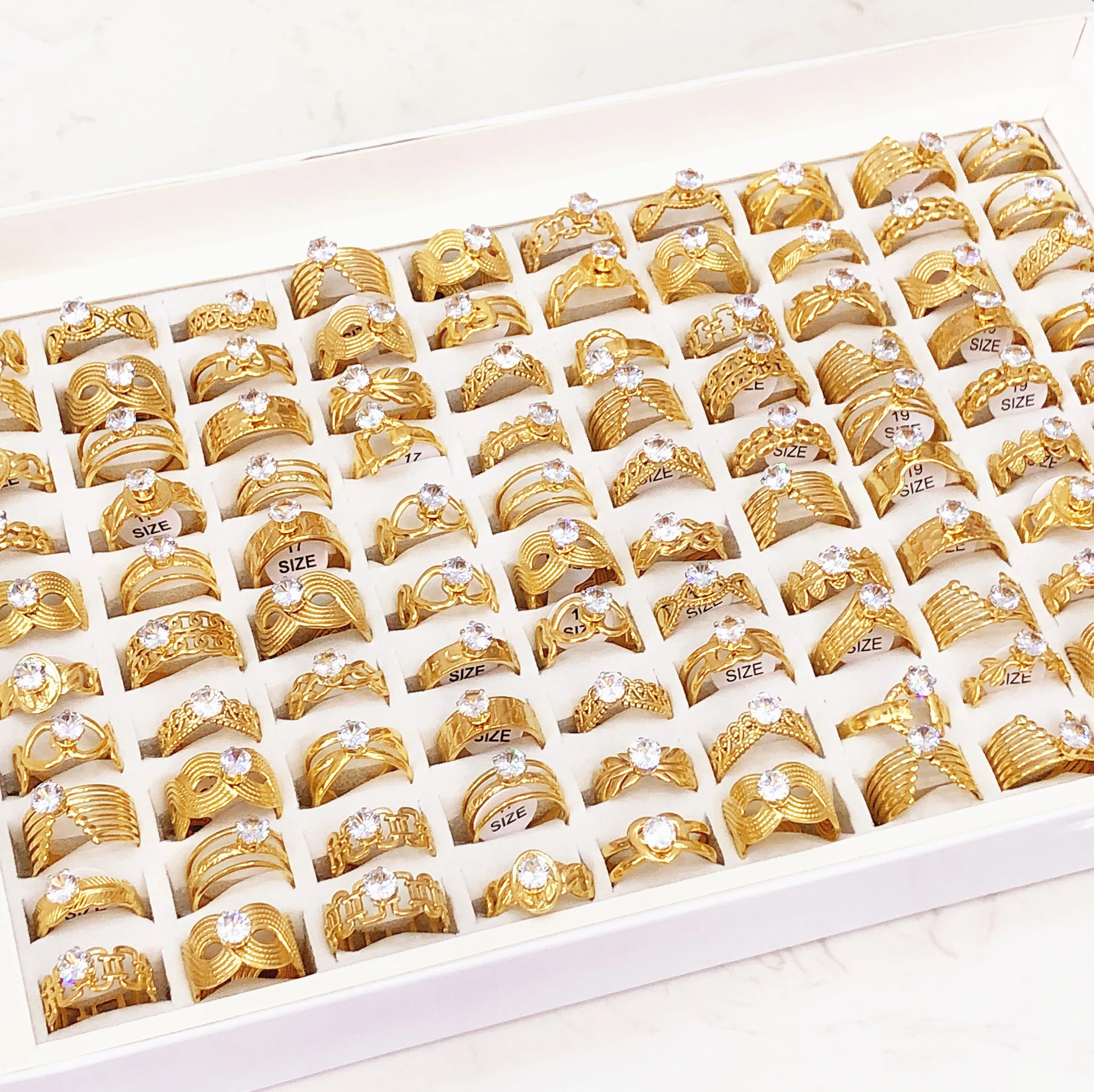 10-20-30Pcs-lot-Factory-wholesale-gold-plated-zircon-open-stainless ...