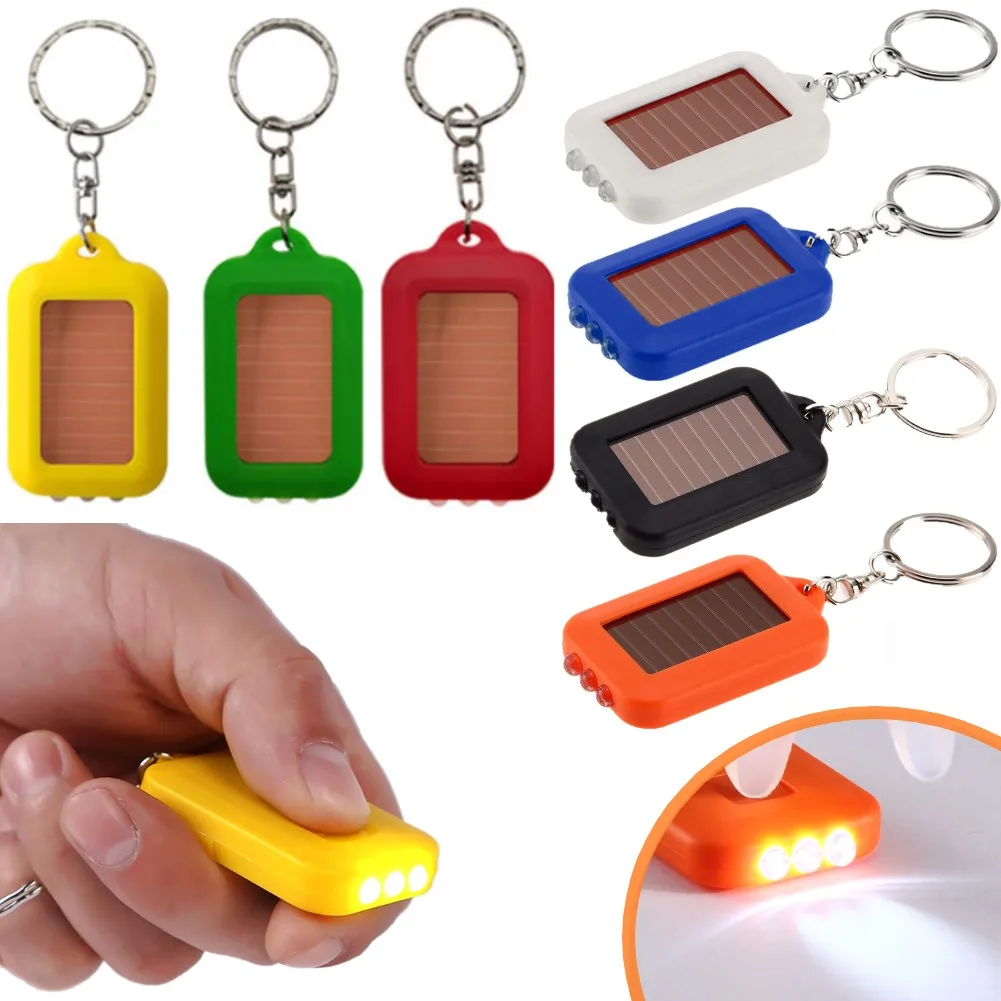 Mini Portable Solar Power LED Flashlight Keychain Torch Emergency ...