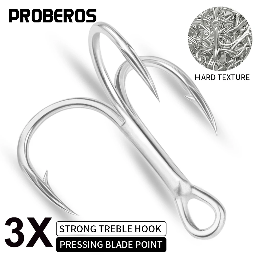 PROBEROS 20pcs/lot Treble Hooks 14#-3/0# Tin Color Triple Fishing Hook ...