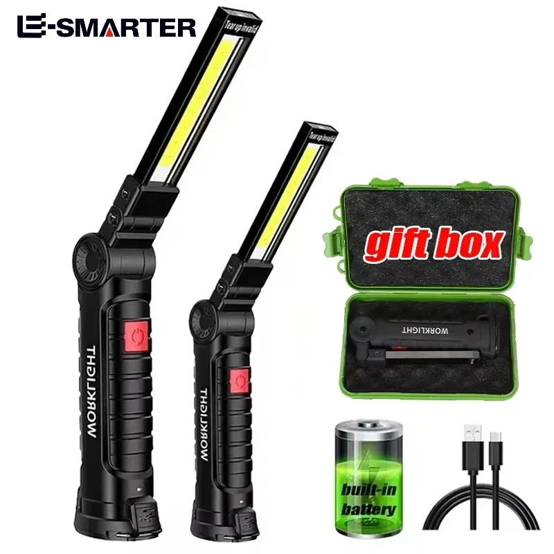 COB LED Work Light Dimmable USB Rechargeable LED Flashlight Inspection ...