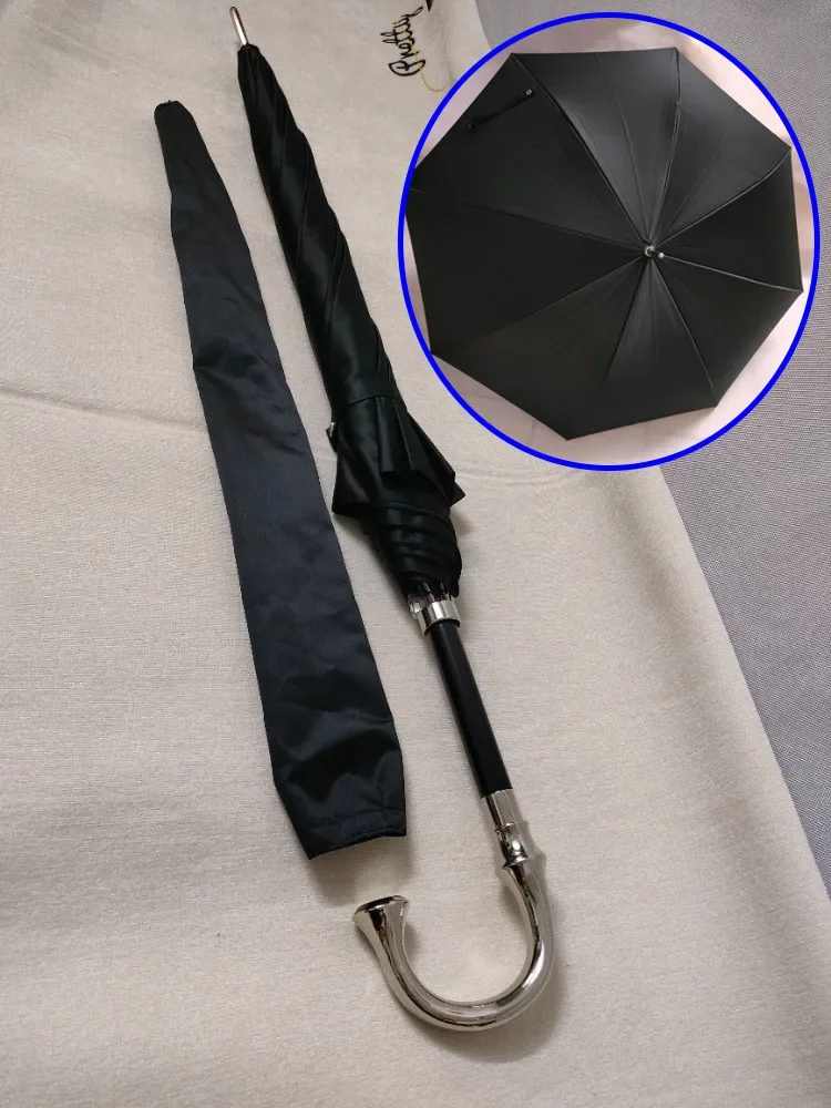 Silver-Elbow-Long-Handle-Umbrella-Man-Sunny-and-Rainy-Umbrella-Non ...