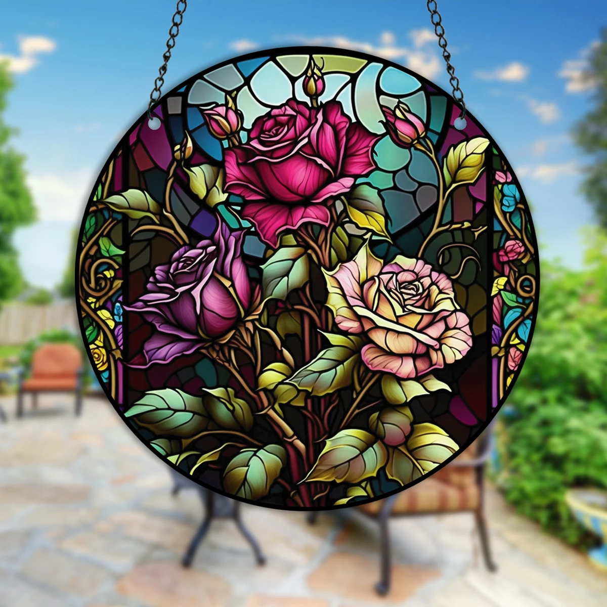 Stained Acrylic Suncatcher Window Hanging Flowers Window Wall Hanging ...