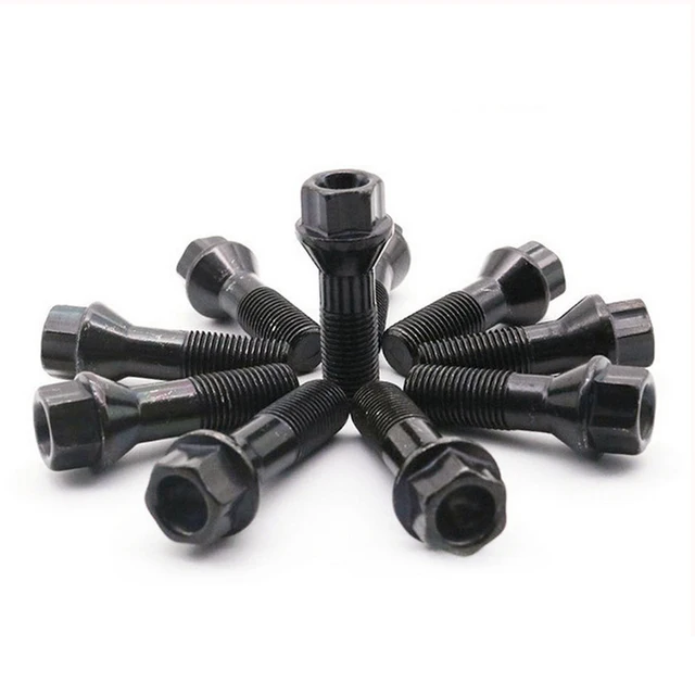 Lug Nuts Shank Porsche Wheel Lock Key 20x Cone Lug Bolt M14x1.5 Black ...