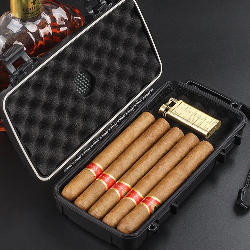 DEJAYA-ABS-Cigar-Humidor-Box-Waterproof-Cigarettes-Cutter-Lighter-Case ...