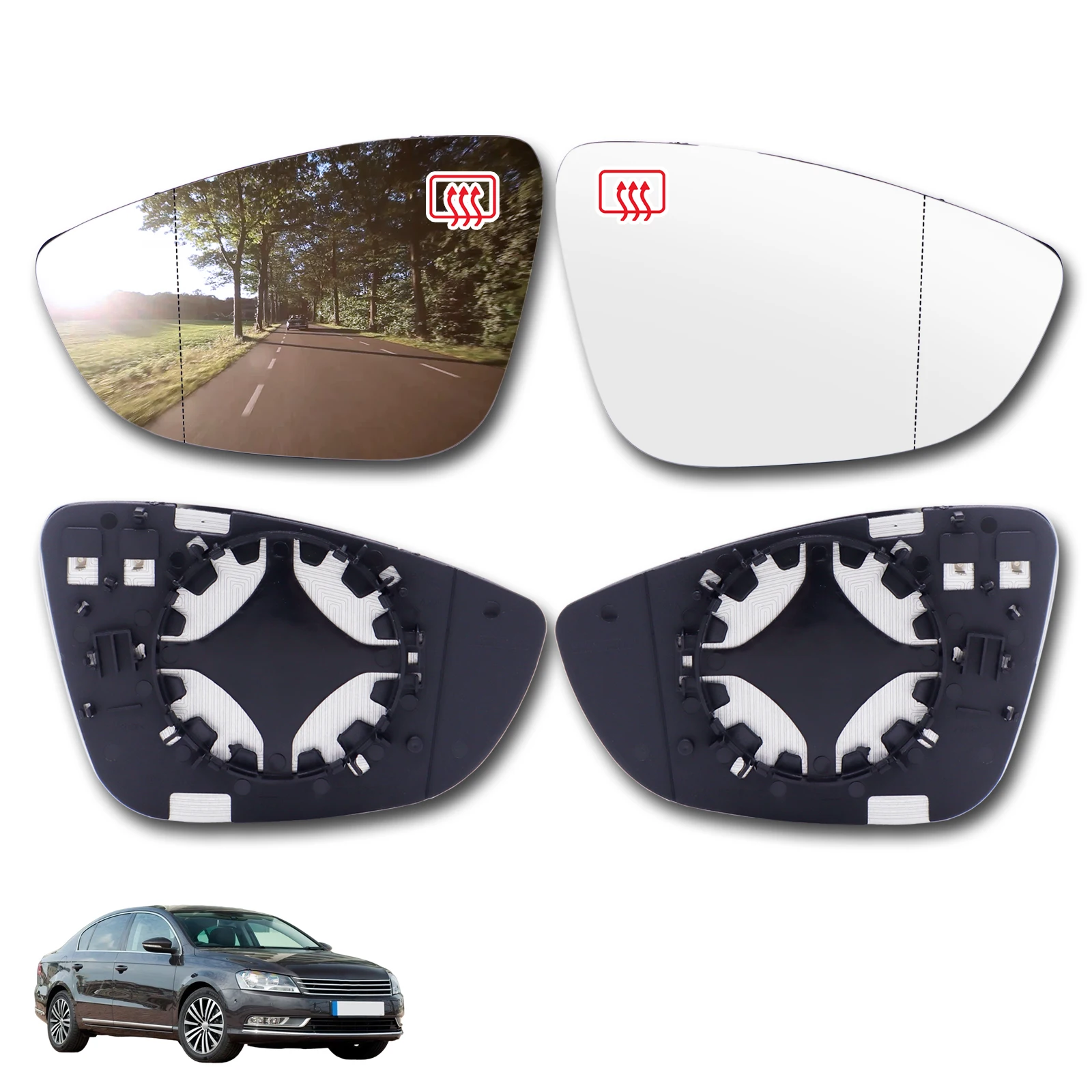 Side Mirror Glass Convex Heated Door Wing Rear View Rearview Wide Angle ...