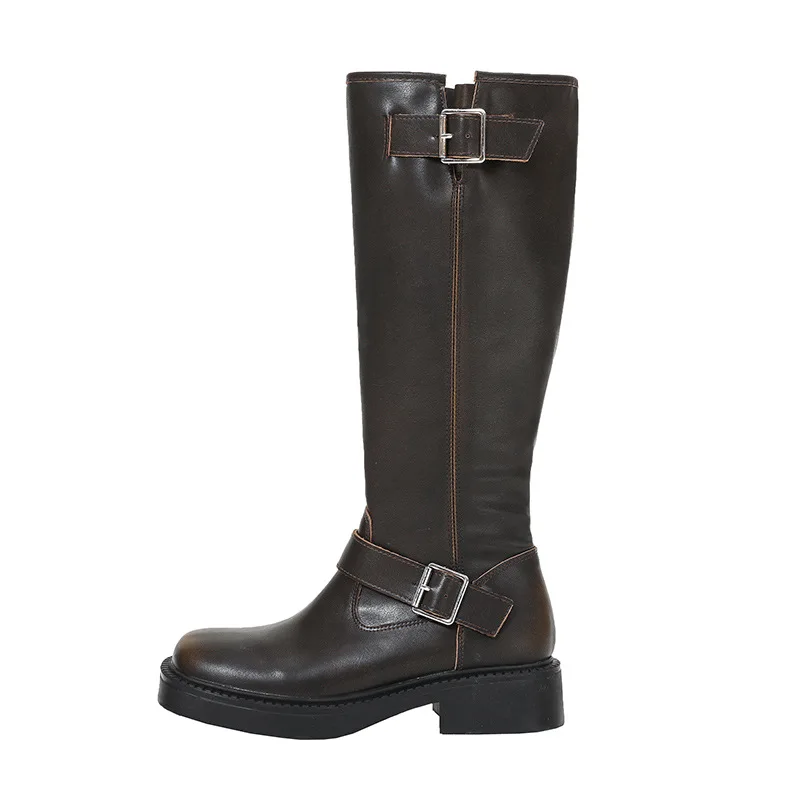 Botas-de-Caballero-de-punta-redonda-cuadrada-desgastadas-Retro-vintage ...